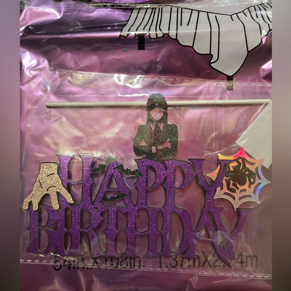 Party Supplies | Wednesday Purple Glitter Happy Birthday Cake Topper ...